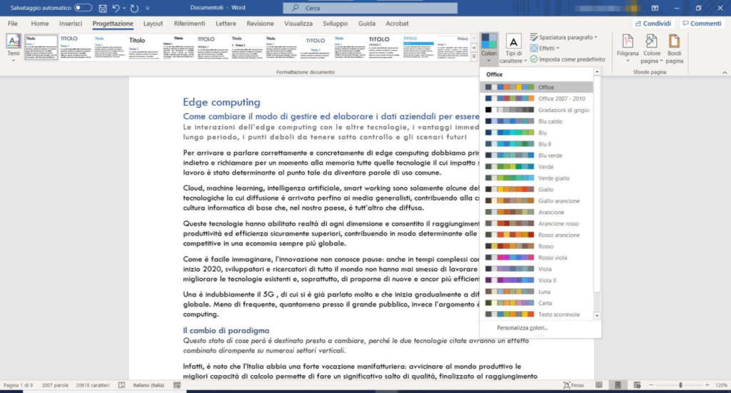 Come applicare un tema a un documento Word e personalizzarlo