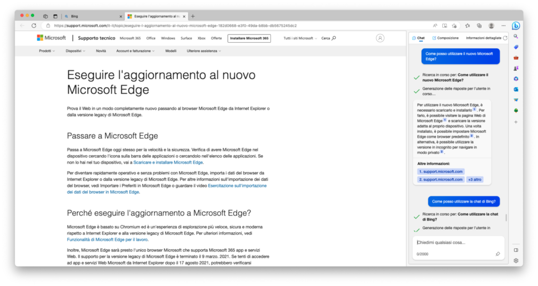 Come chattare con l’AI del nuovo Bing in Microsoft Edge su pc e Mac