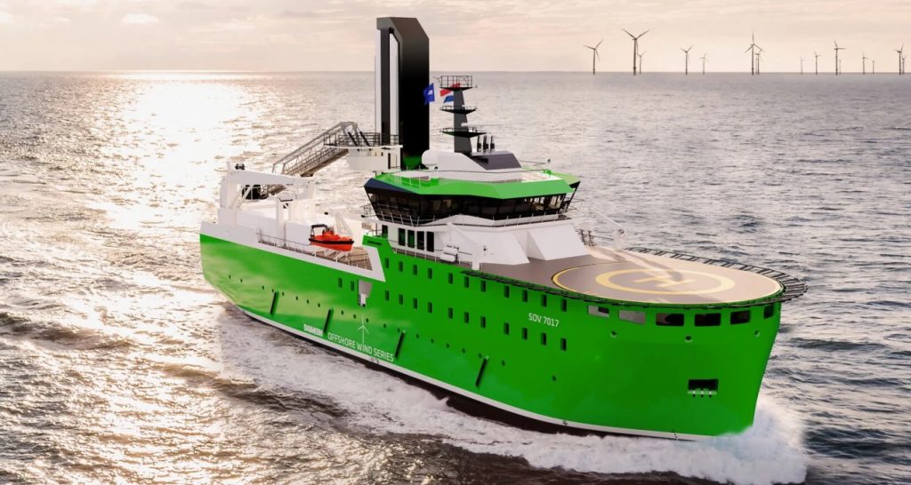 Full electric ship charged with wind energy - Electric Motor Engineering