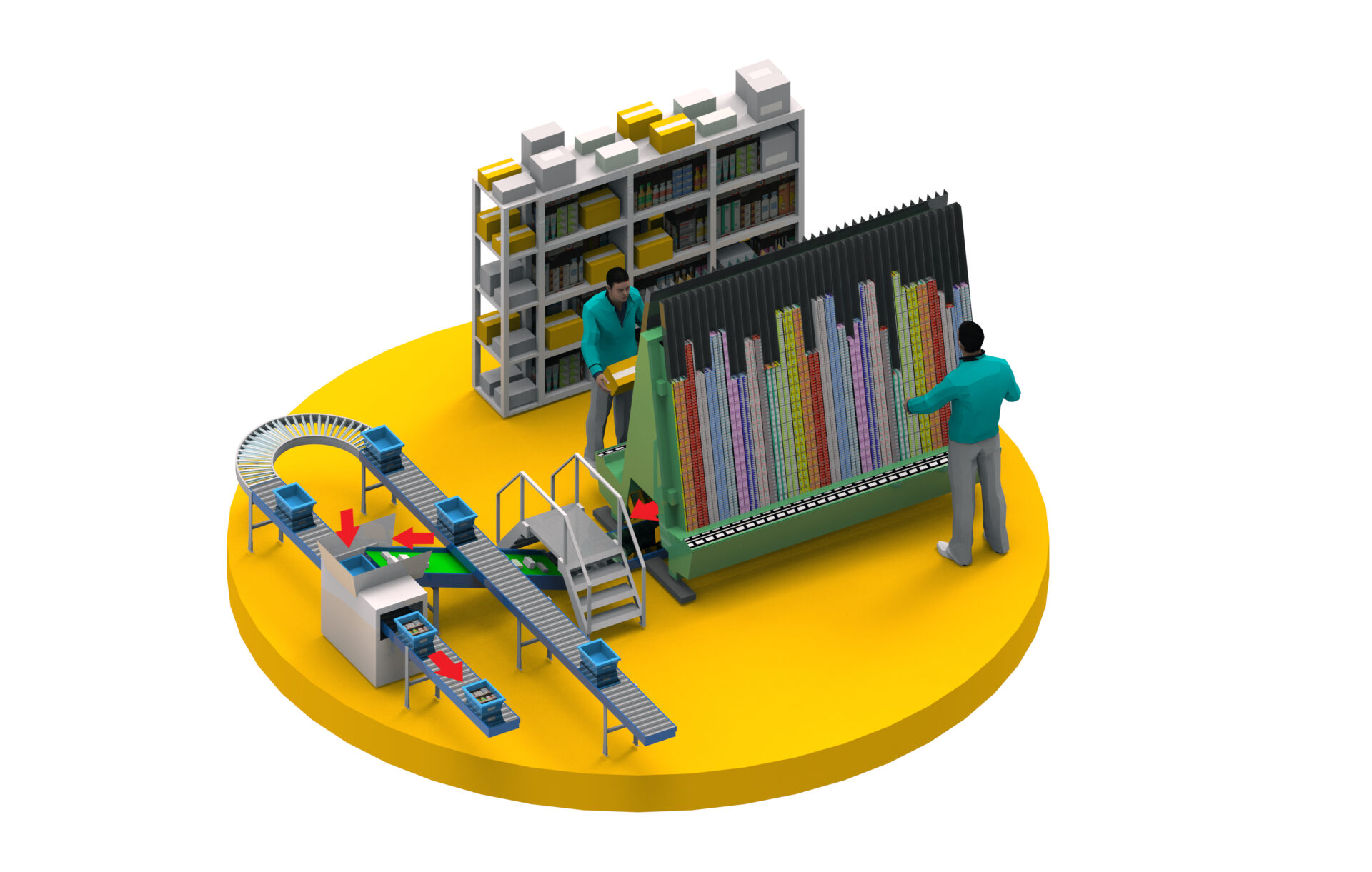 Dispenser: VLM, Carosello orizzontale, A-frame pick&pack