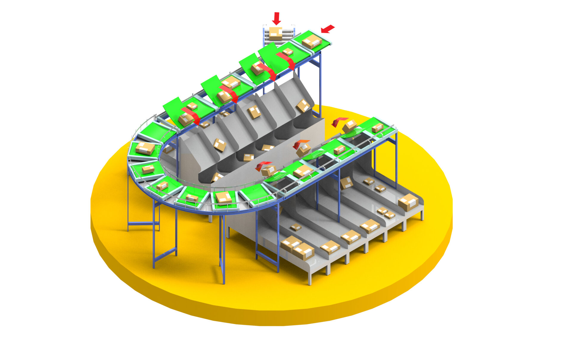Le tecnologie: Sorter. Bomb bay, Cross belt, Tilt tray, Shoe sorter ...