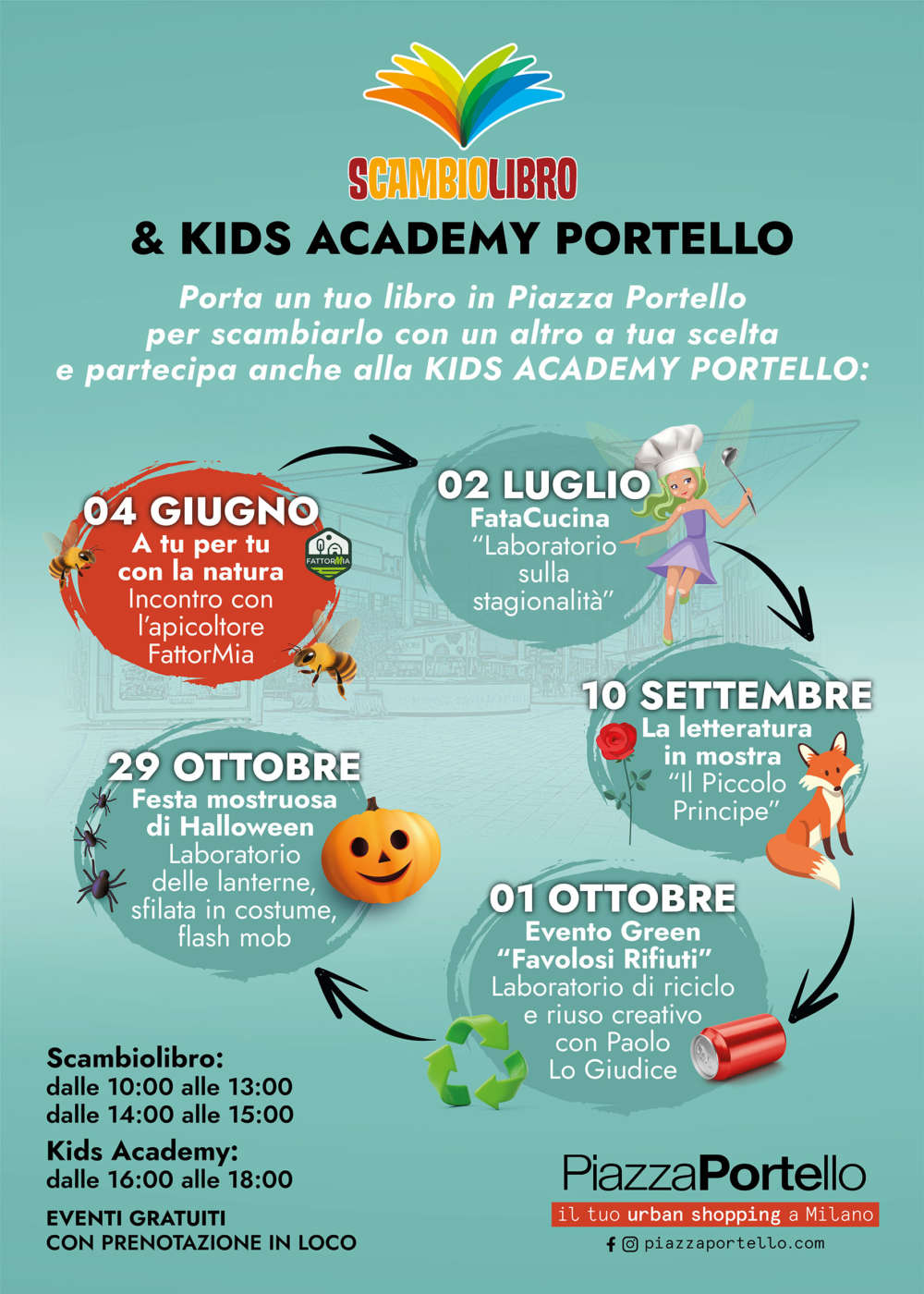 Piazza Portello, Kids Academy incentiva i bambini alla lettura